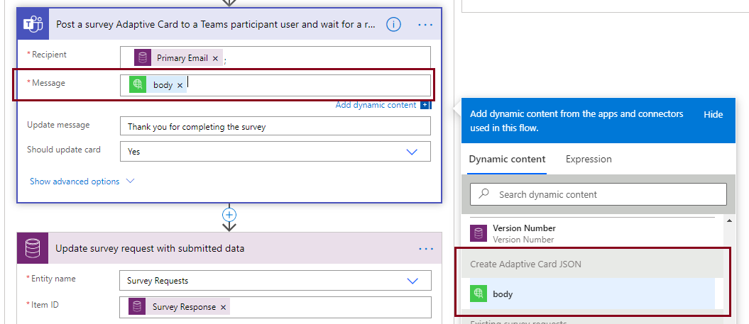 Send Survey Adaptive Card To Microsoft Teams Using Power Automate Implementing Tae Of